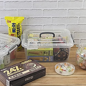 Gloreen 8 Quart Clear Latching Bin, Plastic Lidded Storage Box, 4 Packs