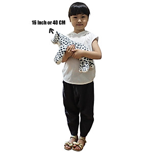 TAGLN The Jungle Animals Stuffed Plush Toys Cheetah Tiger Panther Lioness Pillows (White Leopard, 16 Inch)