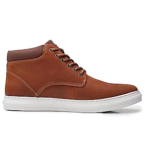 Arkbird Casual Sneaker Shoes, Lace-up Leather Chukka Boots for Men, Tan 9.5