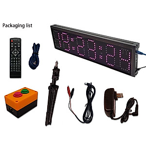 EU 4 Inch Char High 6 Digits RGB(7 Colors) LED Race Timing Clock for Running Events (Red+Buttons Box)