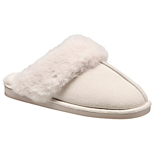 Nine West Scuff Slippers For Women, Extra Soft & Comfortable Winter House Shoes, Ivory, Medium 7-8