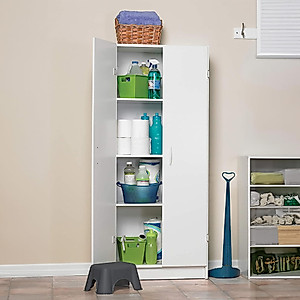 ClosetMaid Pantry Cabinet Cupboard with 2 Doors, Adjustable Shelves, Standing, Storage for Kitchen, Laundry or Utility Room, White