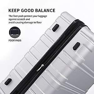 Merax Luggage Sets 3 Piece With Wheels Expandable Spinner Suitcase, Hard Luggage Set (Silver)