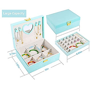 ProttyLife Jewelry Box Organizer for Women Jewelry Box for Girls Jewelry Box Ideal Gift 2-Layer Jewelry Organizer Box Large Jewelry Storage Boxes Earrings Box Case for Necklace Bracelets Storage