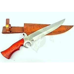 wolf forge art Handmade American Hunting Bowie knife stainless steel Best Hunting Knives For Outdoors Camping survival knife With Leather Sheath