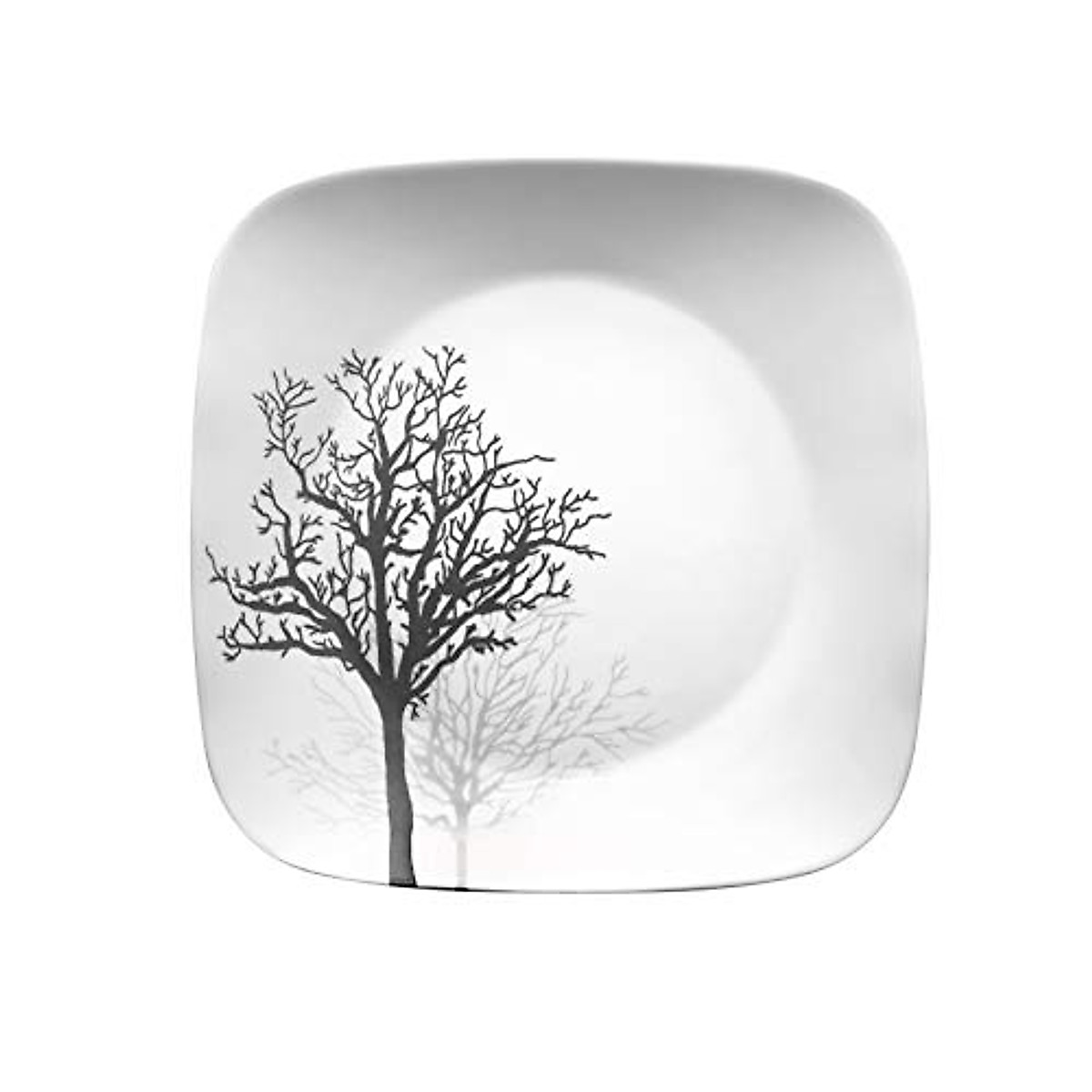 Corelle Vitrelle 18-Piece Service for 6 Dinnerware Set, Triple Layer Glass and Chip Resistant, Lightweight Square Plates and Bowls Set, Timber Shadows