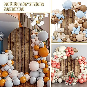 JASREE 7.2FT Rustic Wood Arch Cover Spandex Fitted Wedding Arch Stand Backdrop Covers 2-Sided Round Top Chiara Arch Backdrop Cover for Birthday Party Baby Shower Banquet Decor(4x7.2ft,No Frame)