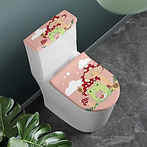 FUIALDOLG Stretch Toilet Lid Tank Lid Dust Cover Bathroom Accessories Toilet Seat Cover Pads Fits Most Size Toilet Lids for Bathroom Cartoon Frog Home Decor