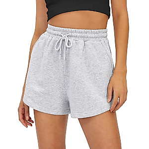 Trendy Queen Womens Sweat Shorts Casual Summer Comfy Lounge Athletic Shorts Elastic Cotton Running Shorts Grey M