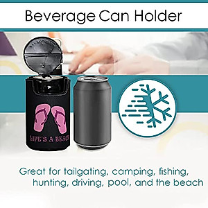 Kanzee Can Cooler Sleeves, Insulated Beer Can Sleeve Covers Easy-On Can Cooler Set of 2 - Assorted Color, Machine Washable, Durable, Stitched Fabric Drink at Good Temperature, Blue and Black 12oz