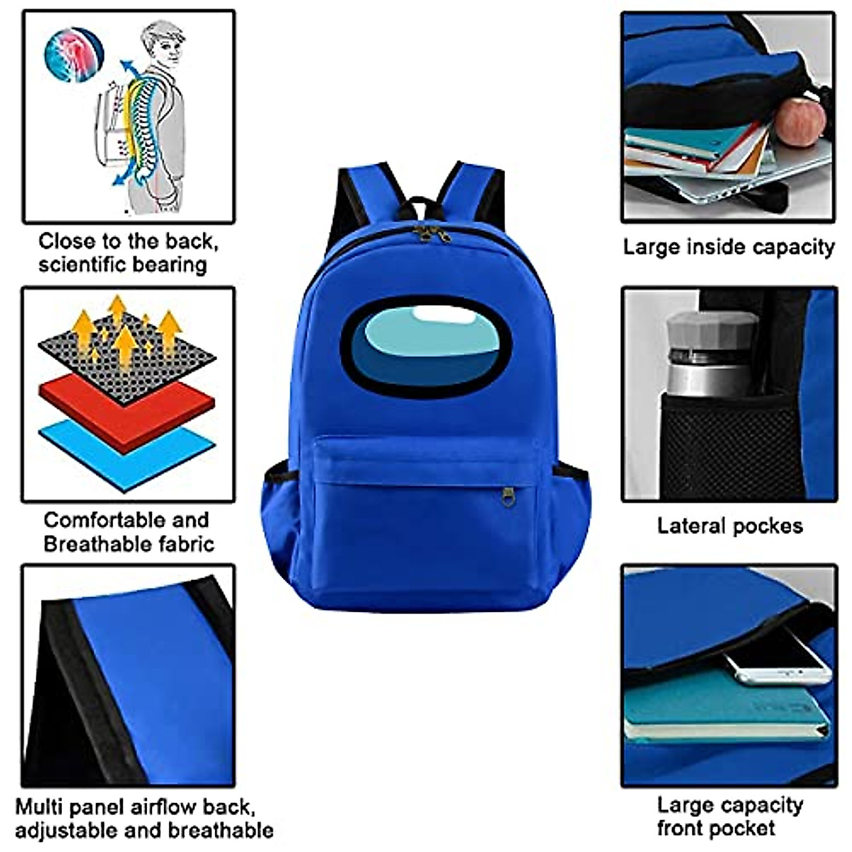 JR rutien Backpack School Bag For Boys Girls Work Laptop Sports Waterproof College Student Women Men Bag Backpack