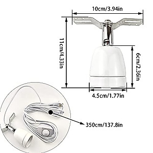 Flylin Reptile Ceramic Heat Lamp Holder, 300W Reptile Lamp Socket 360° Rating Heat Light Holder Kit E27 Socket for Lizard Turtle Snake Aquarium (no Bulb Included, White)