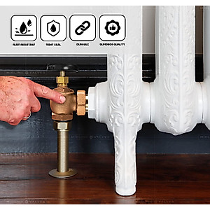 Midline Valve 6I342 Steam Radiator Valve; Air Vent Temperature Control; 1 in. FIP x Male Union; Brass