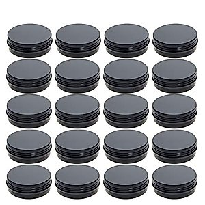 Othmro 20pcs 2oz Metal Round Tins Aluminum Tin Cans Containers with Screw Lid, 68 * 25mm(DxH) Black tin cans for Salve, Spices, Lip Balm, Tea or Candies 60ml