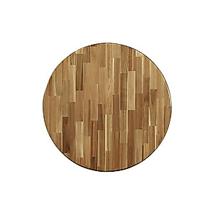 East West Furniture DLFL5-ANA-04 5 Piece Dining Room Furniture Set Includes a Round Dining Table with Dropleaf and 4 Light Tan Linen Fabric Parsons Chairs, 42x42 Inch, Natural