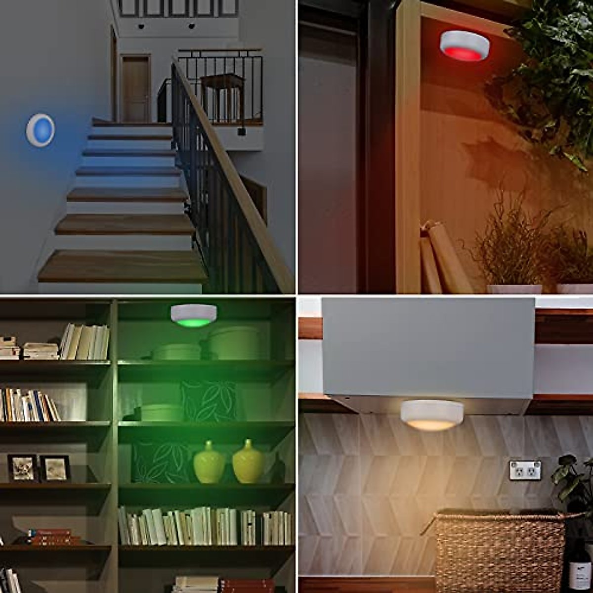 Cadrim Puck Lights, LED Color Changing Puck Lightings and Dimmable Under Cabinet Lights Battery Powered Under Counter Lights with Wireless Remote Controls for Kitchen(1 Pack)