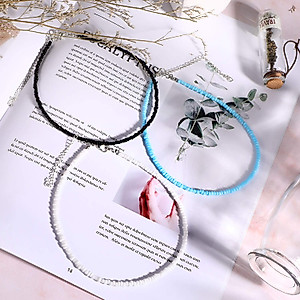 Hicarer 6 Pieces Women Bohemian Necklaces Seed Bead Necklaces Adjustable Glass Beaded Choker Jewelry for Women summer Beach(Beautiful Style)