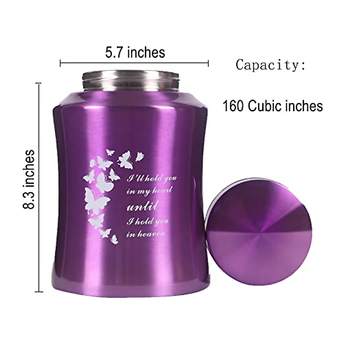 Up to 160 lbs Urns for Ashes Adult Female - Butterfly Decorative Urns Adult for Funeral - Cremation Urns for Ashes Women - Burial Urns for Human Ashes Female Mom (Purple Butterfly, 160 Cubic inches)