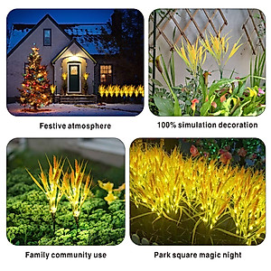 Idefair Solar Flowers Lights Outdoor Decorative, 2 Pack Solar Garden Stake Lights Solar Wheat Ear LED Lights Waterproof Decorations for Yard Lawn Pathway and Weddiny