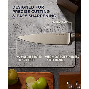 Chicago Cutlery Racine 12-Pc Kitchen Knife Wood Block Set, Stainless Steel Knives, Serrated, Chef, Utility, and Paring Knife, Removable Steak Knife Block, Walnut Handle