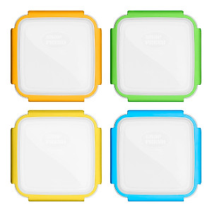Snap Fresh - 4 Pack of Sandwich Containers (450 ml) - Reusable, BPA Free Plastic, Snap & Lock Shut Lids and Silicone Seal. Great for Fruit, Salad, Lunch Box Snacks and Food Storage; Kids and Adults