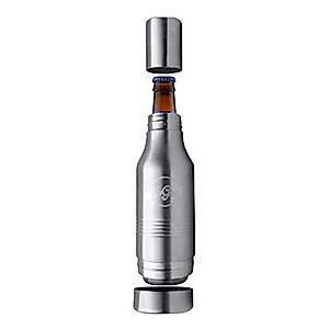 AUGood Beer Bottle Cooler: Stainless Steel Double Wall Bottle Insulator with Cover/Includes Bottle Opener and fit's long neck and standard neck 12oz bottles