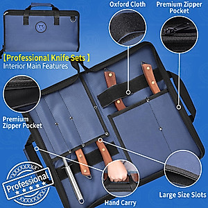 XYJ Portable Chef Knife Set Professional,Cleaver Kitchen Knives,Camping Vegetable Nakiri Knife,Brisket Boning Knives With Blade Guard,Carry Bag Set(6)