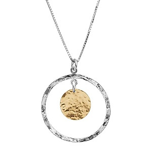 Silpada 'Marbella' Two-Tone Disc Pendant Necklace in Sterling Silver with Gold-Plating, 18" + 2"