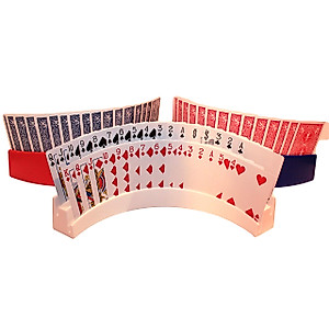 Twin Tier Premier Playing Card Holder (Set of 2) - Holds Up to 32 Playing Cards Easily - 12 1/2" x 4 1/2" x 2 1/4" - Stack for Storage - Made in The USA (Blue)