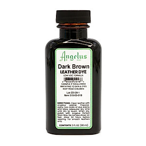 Angelus Leather Dye - Flexible Leather Dye for Shoes, Boots, Bags, Crafts, Furniture, & More 3oz (Dark Brown)