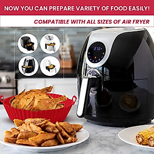 RR Brand Silicone Air Fryer Liners, 6.3” 2 Pieces Non-stick Paper for Frying Cooking,Oil-Proof for Steamer and Microwave Air Fryer Basket Pot,Air Fryer Silicon Liners Fits to 3-7 QT(Blue & Red)