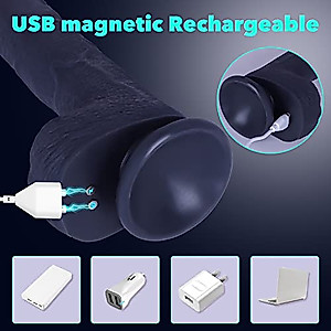 8.9'' Life-Like Thrusting Dildo for G-spot - Latune Alex Extra-Intense Thrusting Vibrator with Remote, 3 Thrusting & 5 Vibration Realistic Dildo, Sex Toy for Women (Black)