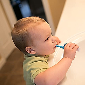 Dr. Brown's Infant-to-Toddler Training Toothbrush, Soft for Baby's First Teeth, Blue Elephant, BPA Free, 0-3 Years