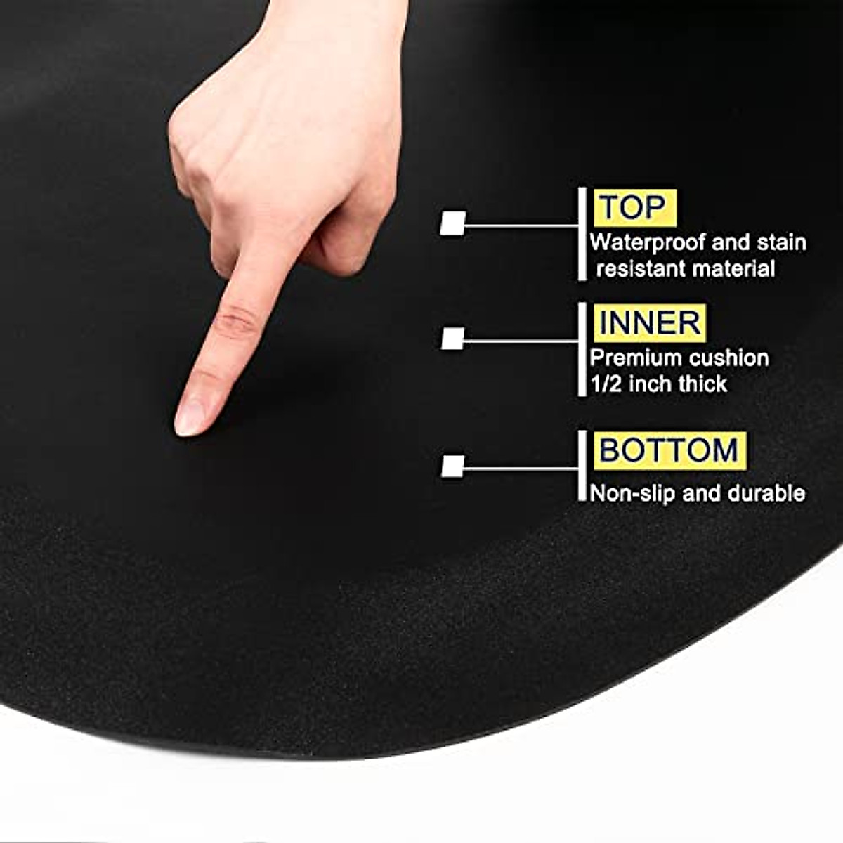 OmySalon 1/2'' Thick Anti Fatigue Mat for Hairstylist Standing, 3'x5' Barber Floor Matt with Scissor Under Salon Chair, Hair Cutting Hairdressing Equipment