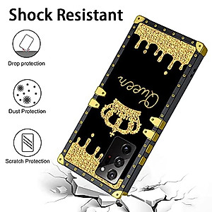 LSL Compatible with Samsung Galaxy Note 20 Ultra 5G Square Phone Case, Queen Golden Crown Luxury TPU Plating Corner Shockproof Protection Cover for Women Girls, for Samsung Galaxy Note 20 Ultra 5G