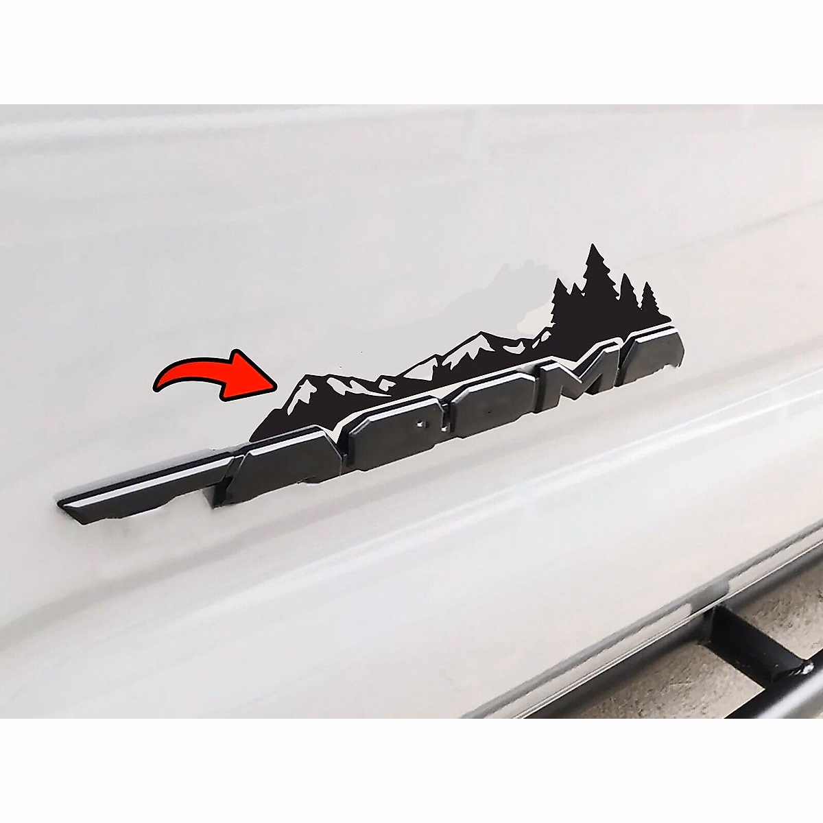 Ecqizer Mountain & Tree Vinyl Decals (2 PCS), Matte Black, Fit for Tacoma 2016-2023, Waterproof, Outdoor Use