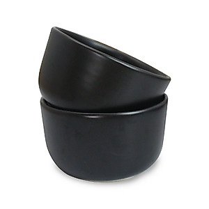 roro Handmade Ceramic Stoneware Matte Black Stoneware Fruit Salad and Miso Soup Bowls, 16 ounce (4.5 Inch Wide Bowl), Set of 2