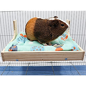Guinea Pig Loft Bed with Little Pad, Wood Guinea Pig Habitat, Rat Nest House, Hamster Cage Accessory, Small Animal Sleeping Hammock Bed Hideout for Guinea Pig Hamster Hedgehog Rat Chinchilla Bunny