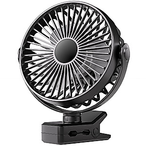 Portable Clip on Fan, Small Powerful Wind Cooling Desk Fan, 3 Speed Quiet Personal Fan with Clip, 360° Rotatable Battery Operated Rechargeable Mini Table Fan for Home Office Stroller Travel Camping