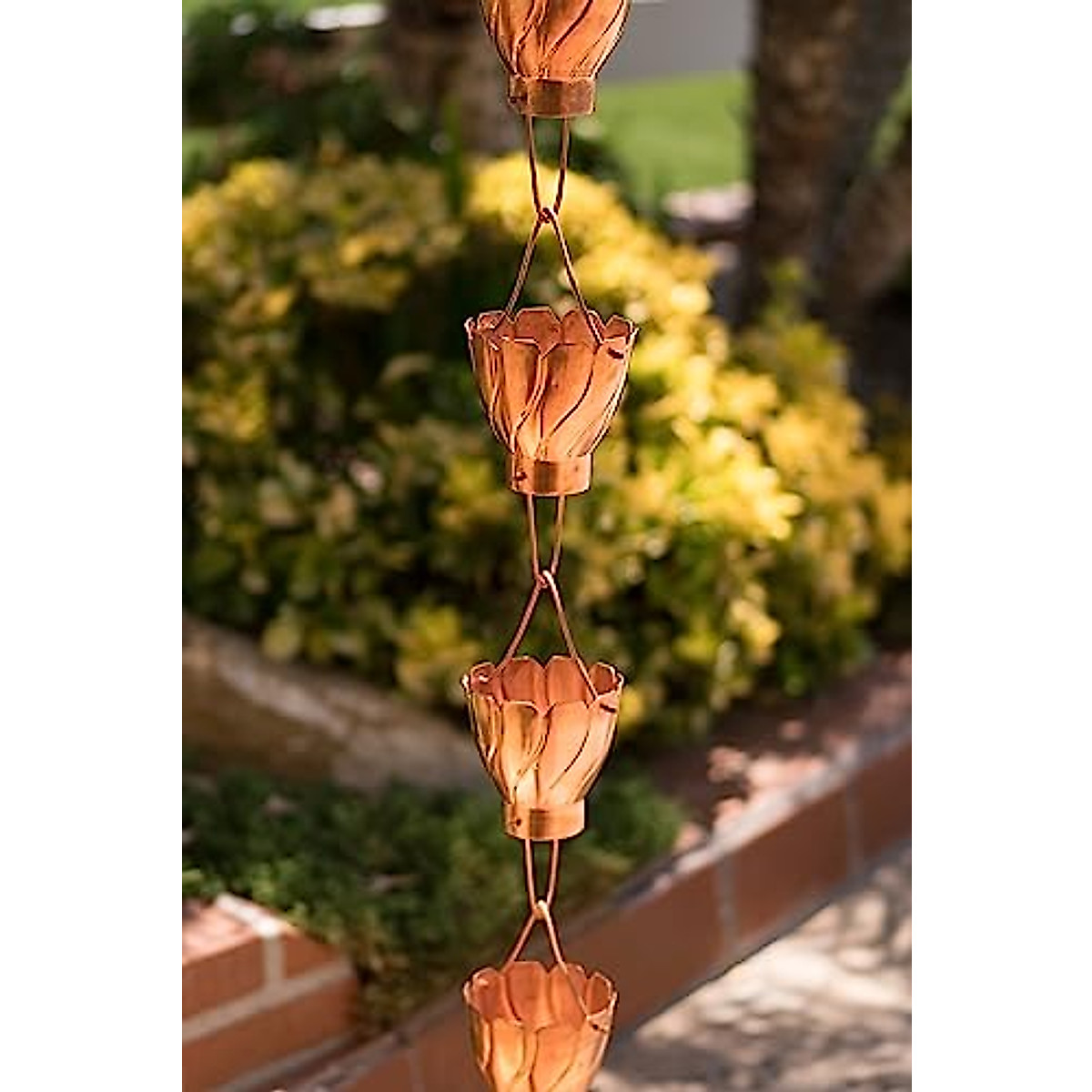 Monarch Rain Chains 14003 Pure Copper Akira Rain Chain, 8-1/2 Feet Length Replacement Downspout for Gutters