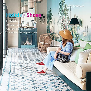 Obtaom Women Canvas Slippers,House Mules with Warm Fleece Lining,Comfortable Slip-On Mule Backless Holiday Shoes(Red Fleece,US6)