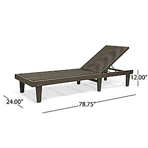 Addisyn Outdoor Wooden Chaise Lounge, Gray Finish