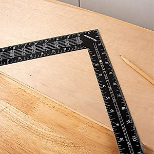 POWERTEC 80008V 16 Inch x 24 Inch Steel Framing Square with Rafter Tables, L Shaped Tool for Carpenter Square, Woodworking Square, Right Angle Ruler, L Square Ruler