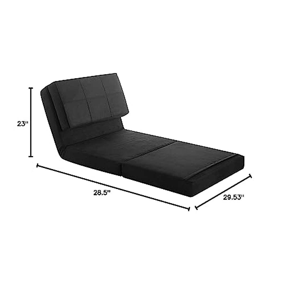 Urban Shop Ultra Suede Convertible Flip Chair, L28.5 x W29.53 x H23.0, Black