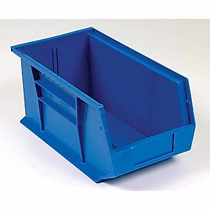 Global Industrial Hanging & Stacking Storage Bin 5-1/2 x 14-3/4 x 5, Blue, Lot of 12
