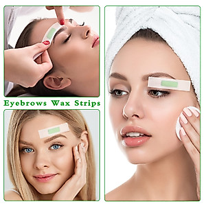72 Pieces Eyebrows Wax Strips Ready to Use Wax Strips Hair Removal Cold Waxing Strip for Woman Girls Arms, Legs, Underarm Hair, Eyebrow, 36 Double Sided