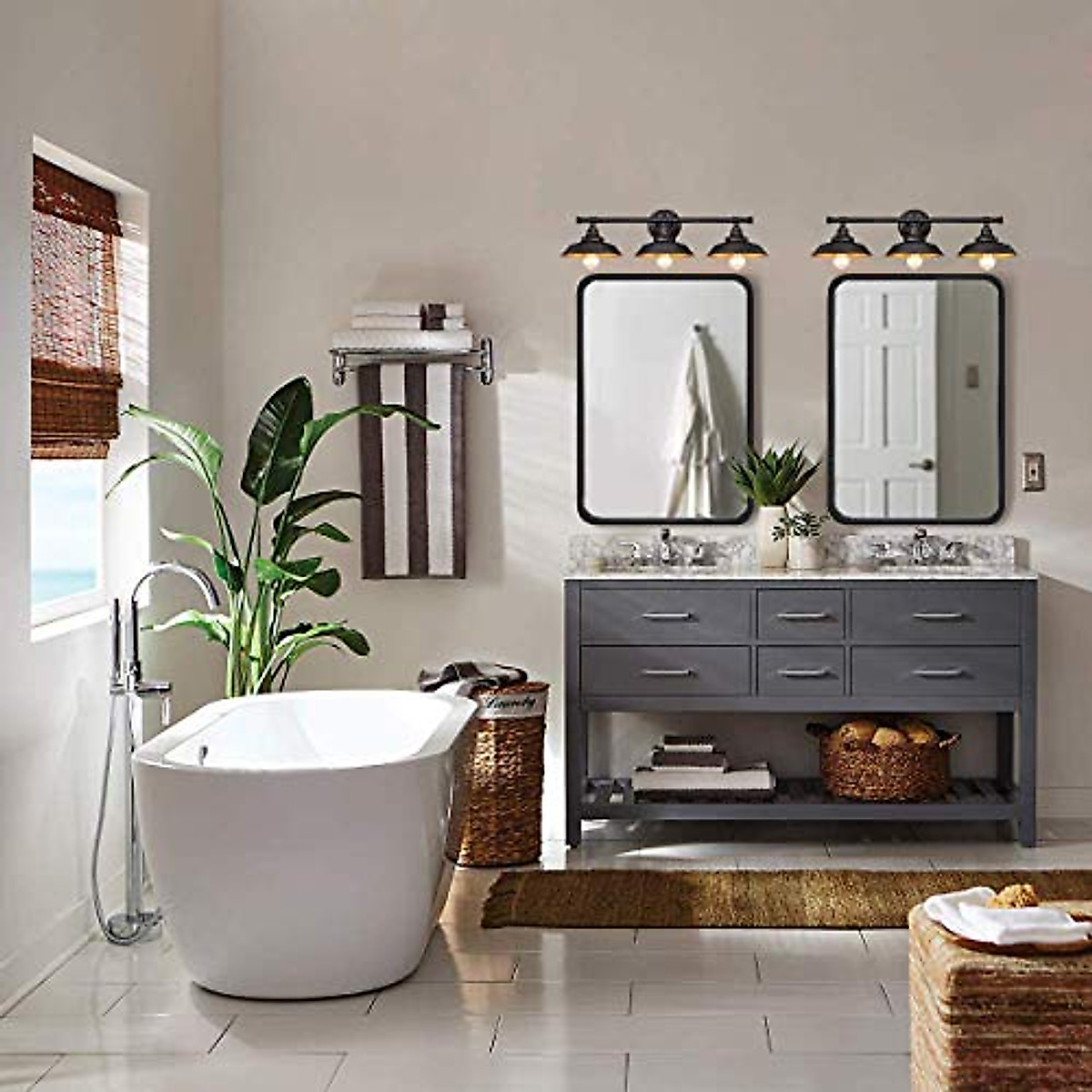 LEORISO 16 x 24” Black Bathroom Mirror for Wall, 1.3” Metal Frame Rectangle Mirror, Wall-Mounted Mirror Hangs Horizontal Or Vertical