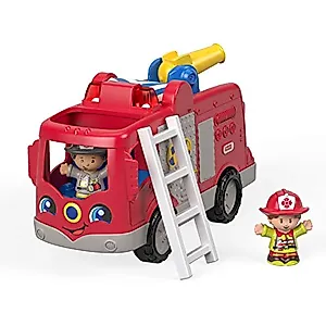 Fisher-Price Little People Musical Toddler Toy Helping Others Fire Truck With Lights Sounds & 2 Figures For Ages 1+ Years