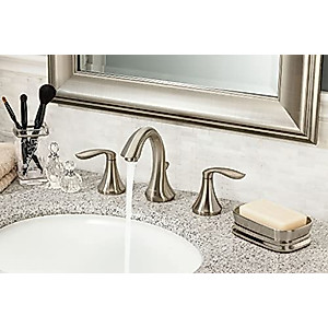 Moen Eva Brushed Nickel Two-Handle High-Arc Widespread Bathroom Faucet, Bathroom Faucets for Sink 3 Hole Setup with Drain Trim, (Valve Required), T6420BN