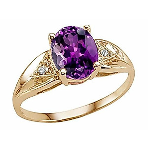 Tommaso Design Oval 9x7 Genuine Amethyst Ring 14 kt White Gold Size 6.5